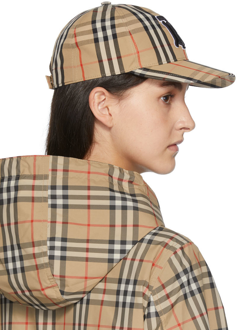 Burberry Beige Cotton Monogram Motif Vintage Check Baseball Cap Burberry