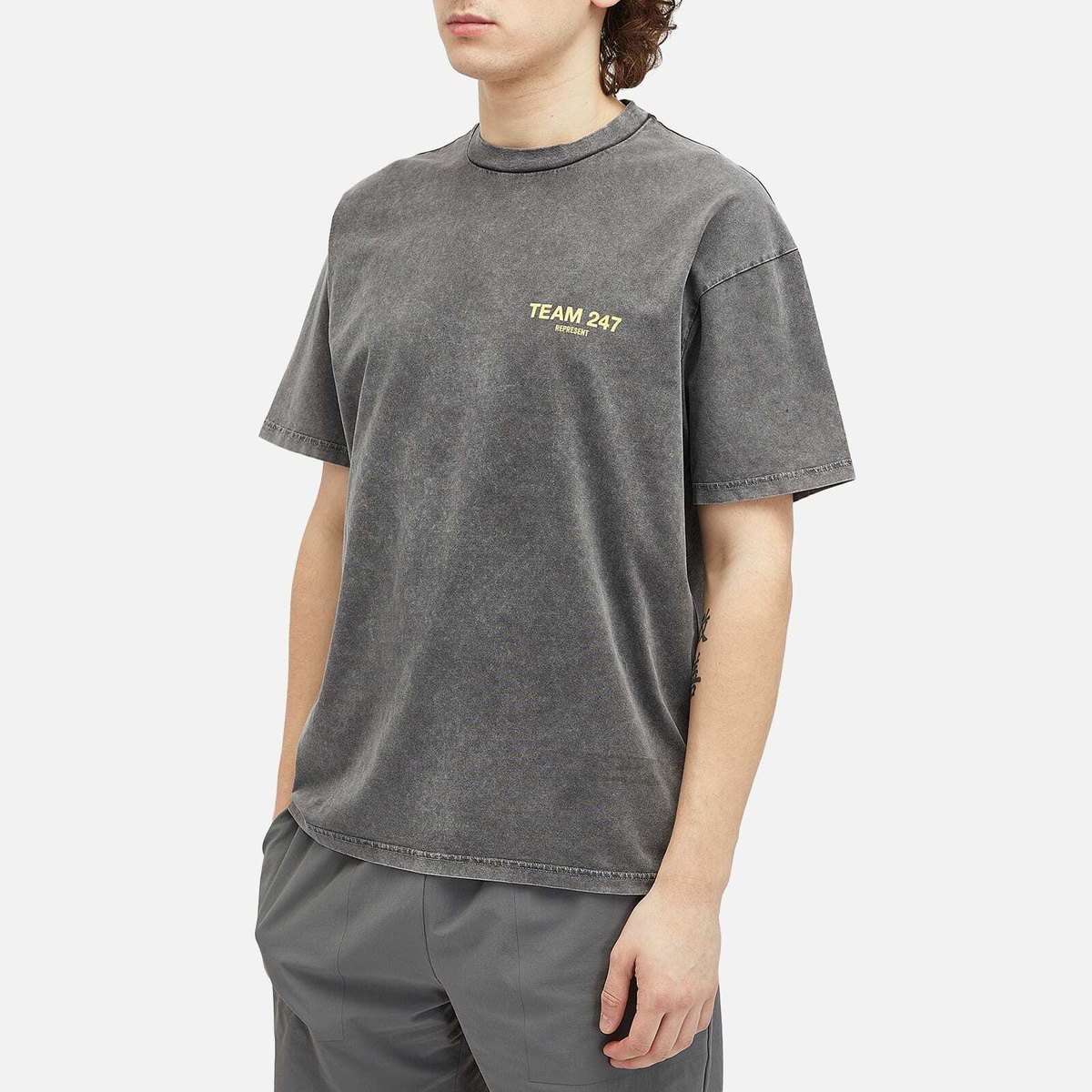 Represent Men's Team 247 Oversized T-Shirt in Pewter/Lemon Represent