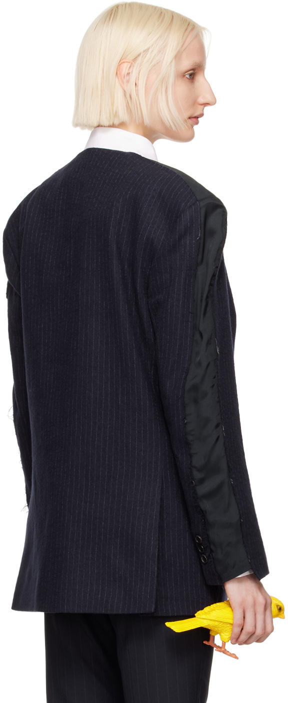 Pushbutton Navy Raw Edge Single Blazer Pushbutton