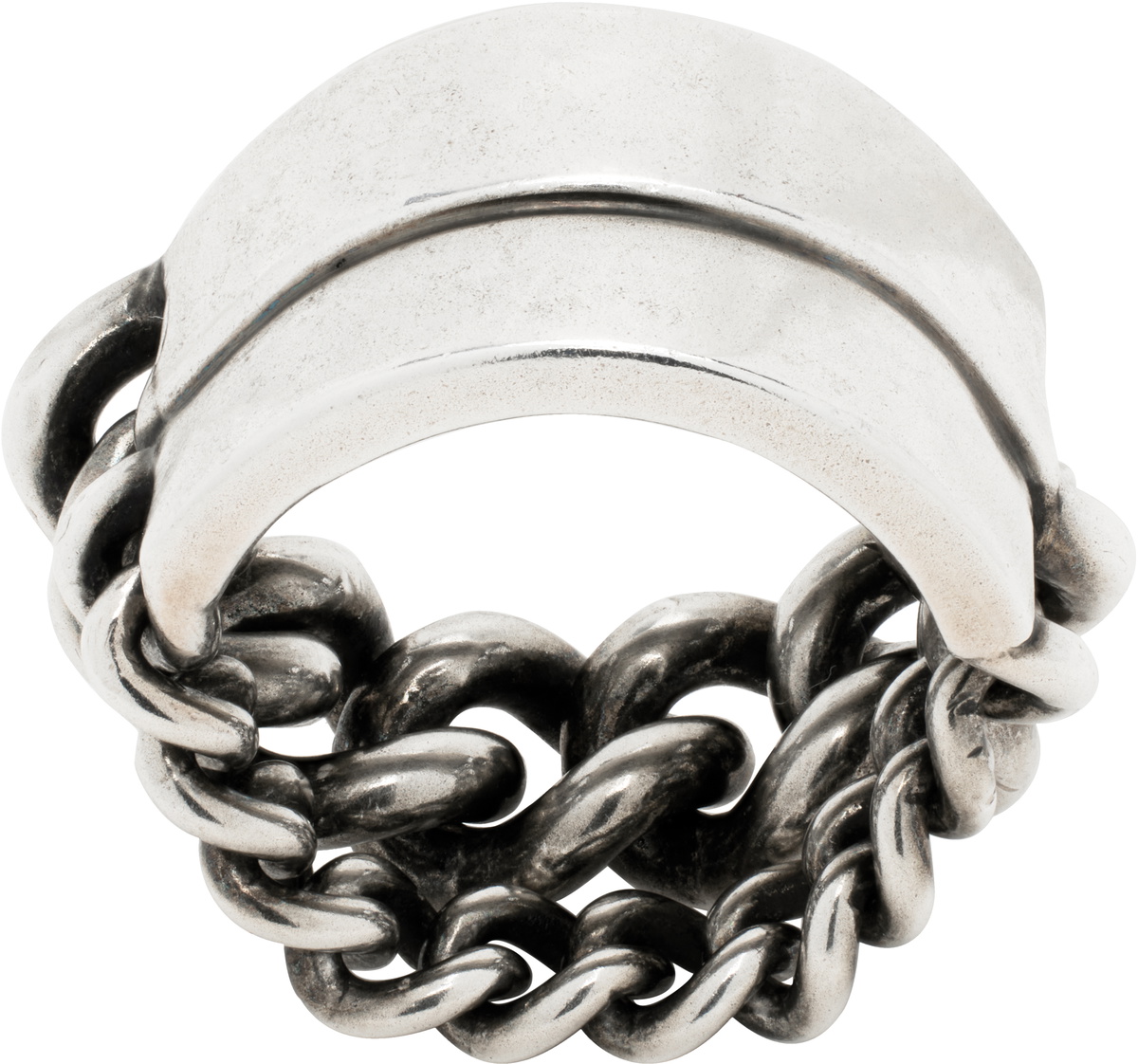 Ann Demeulemeester Silver Ize Double Chains Ring Ann Demeulemeester