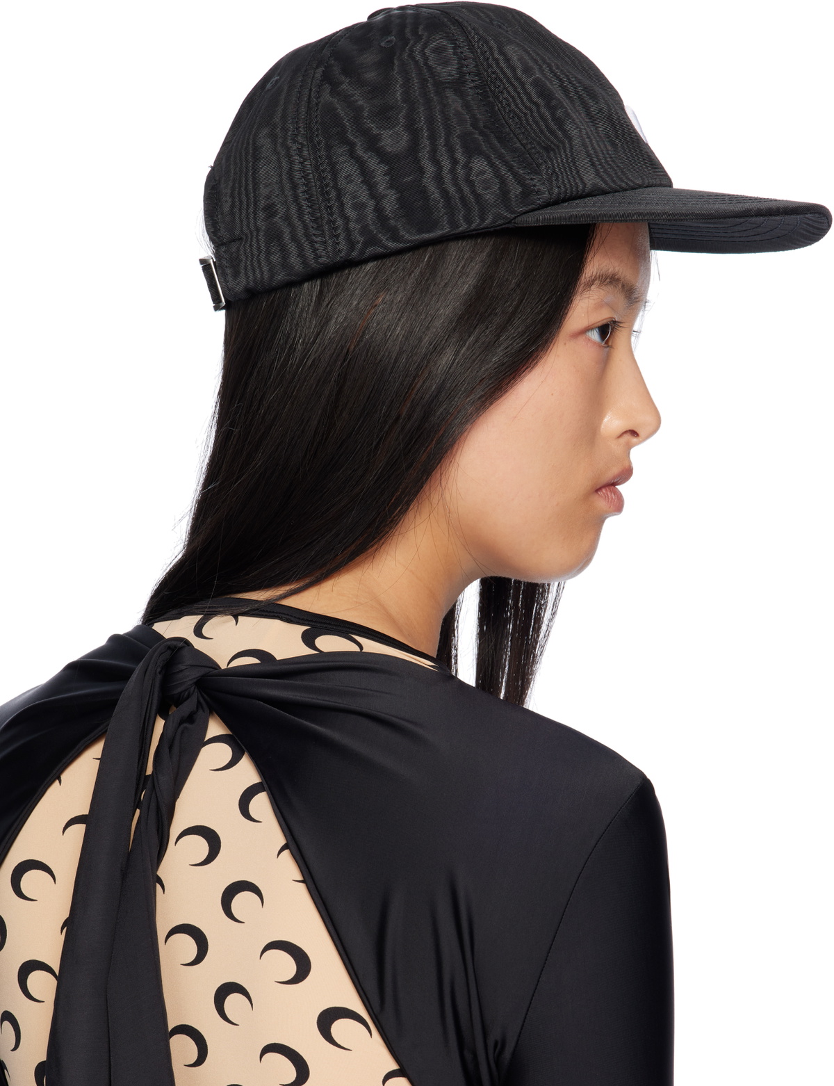 Marine Serre Black Regenerated Moire Baseball Cap Marine Serre