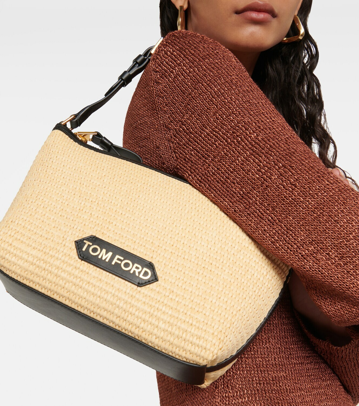 Tom Ford Label Mini raffia-effect shoulder bag TOM FORD