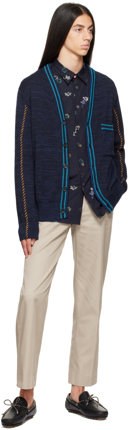 PS by Paul Smith Navy Painted Floral Shirt PS by Paul Smith