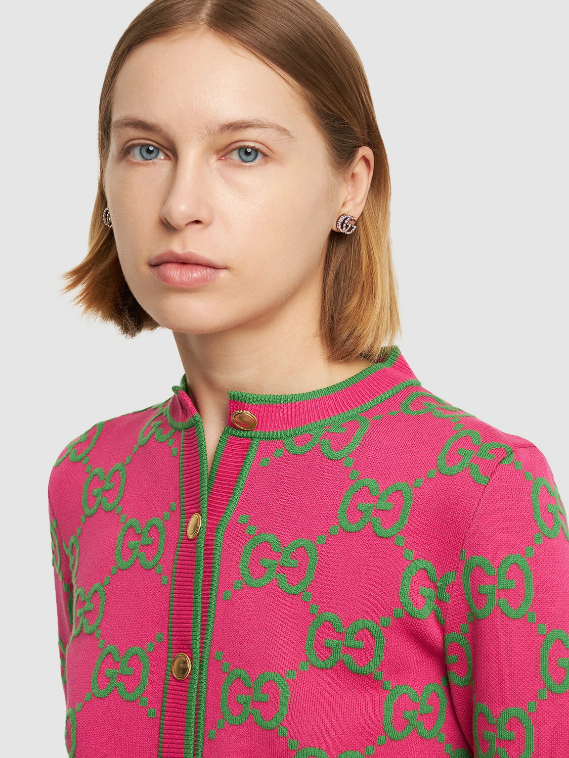 GUCCI - Gg Marmont Brass Stud Earrings Gucci