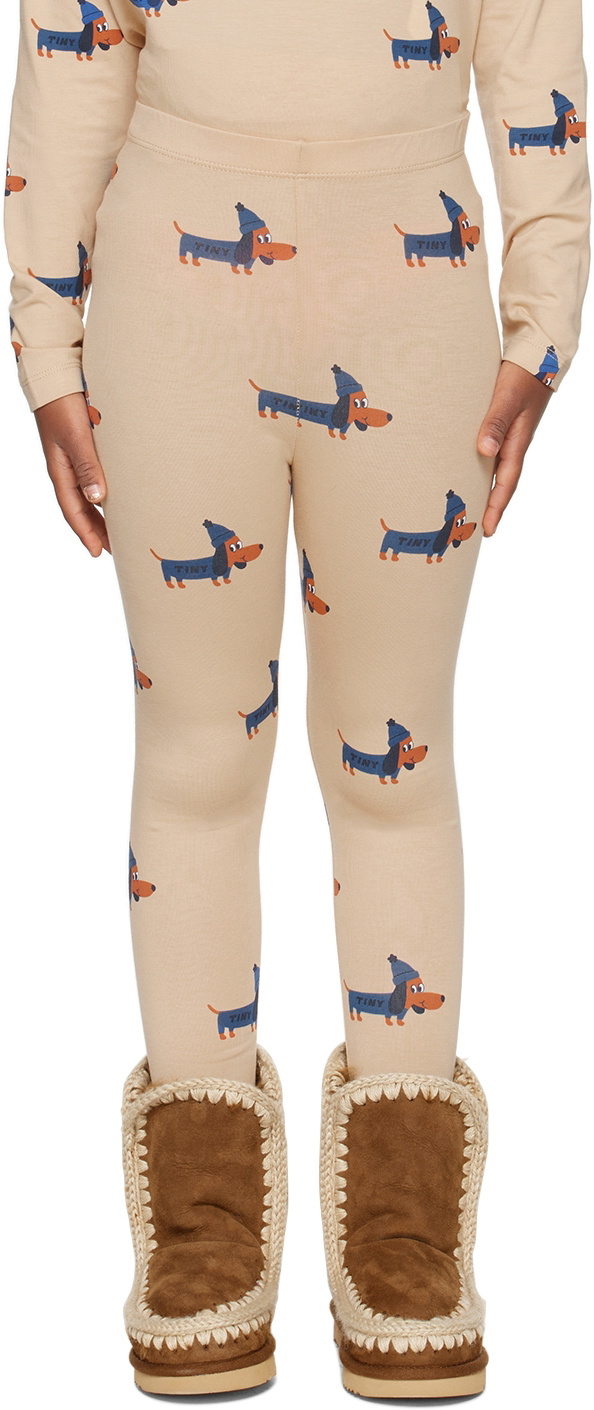 TINYCOTTONS Kids Taupe Dogs Leggings TINYCOTTONS