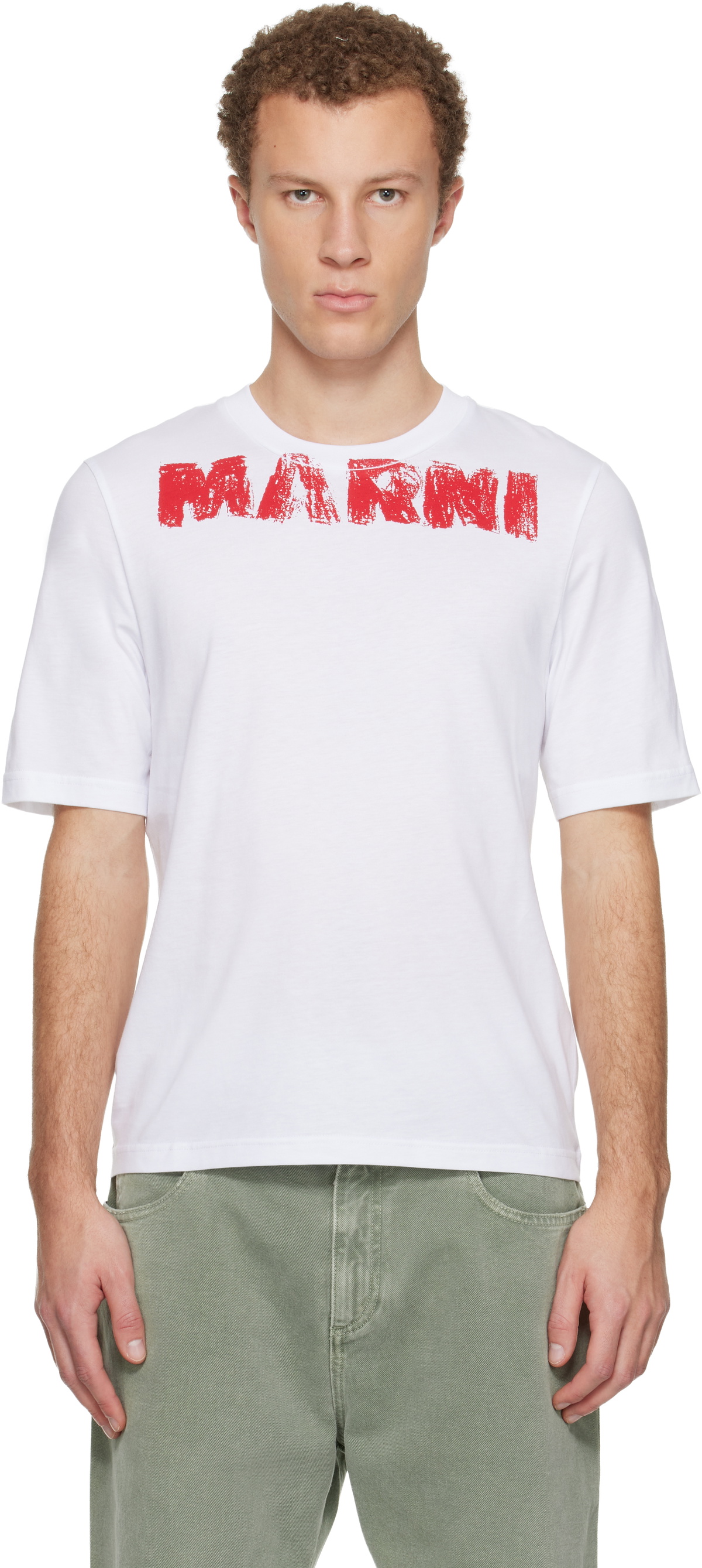 Marni White Marni Monolith Print Cotton T-shirt Marni