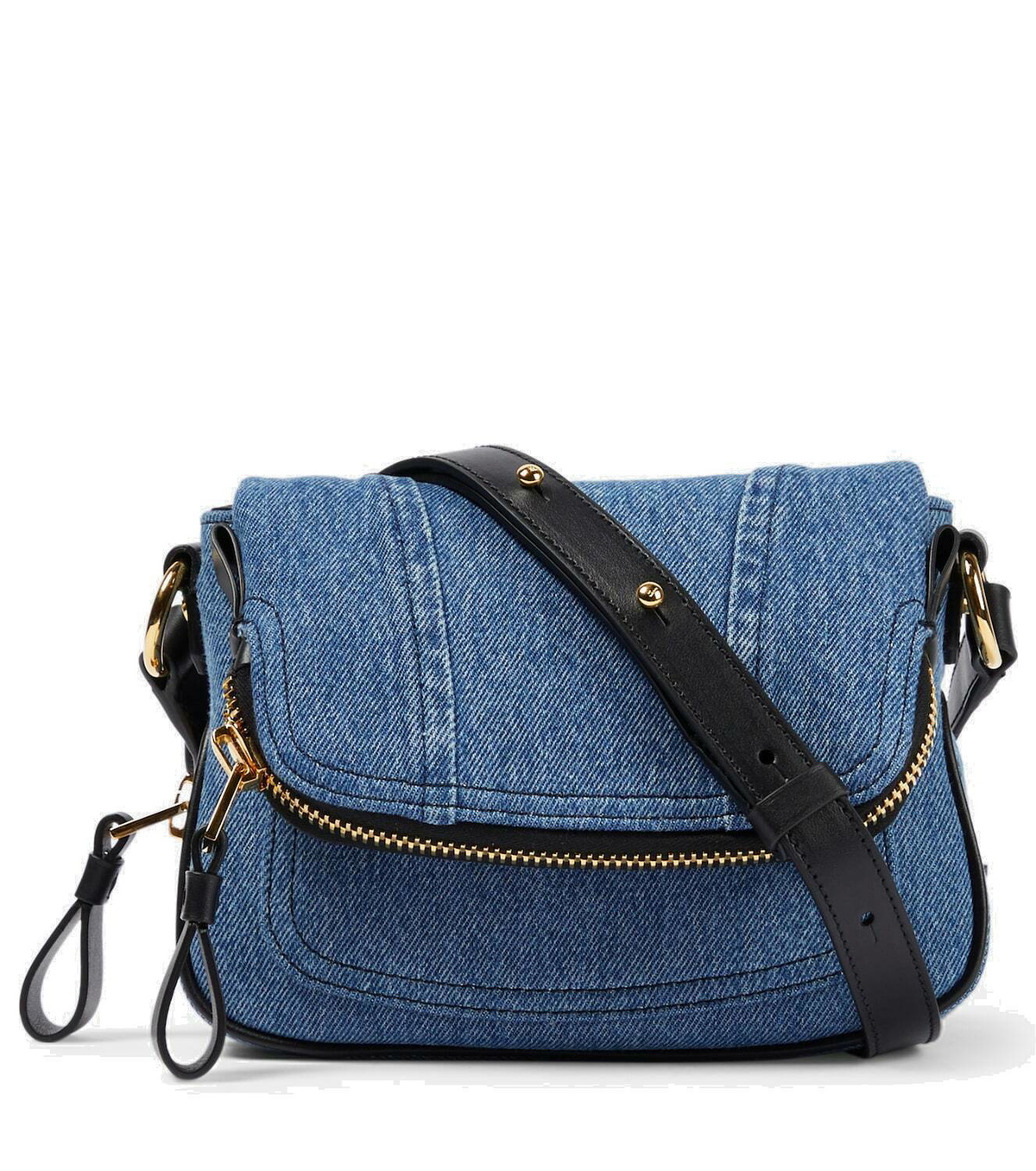 Tom Ford Jennifer Mini denim and leather crossbody bag TOM FORD
