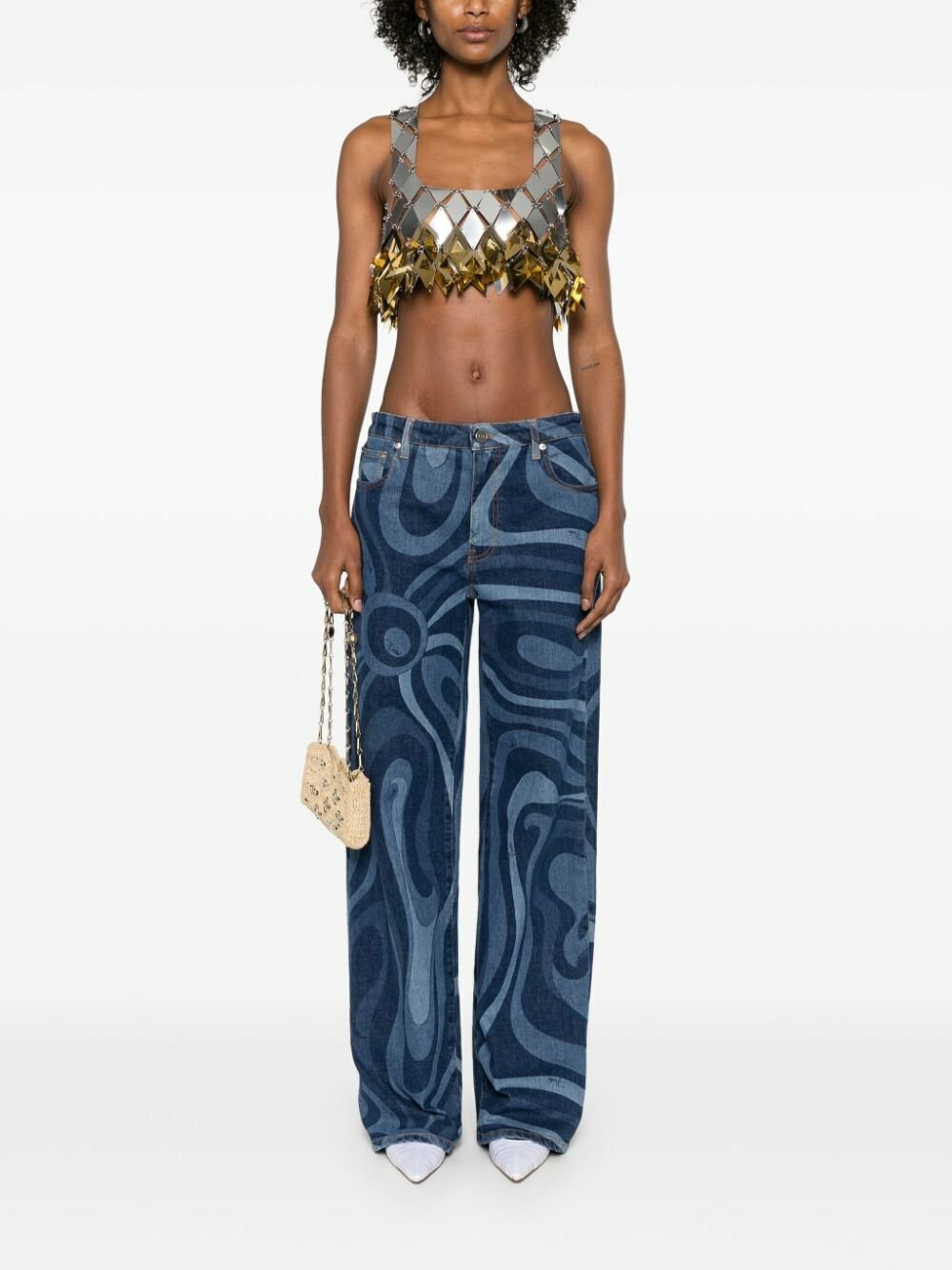 Rabanne Silver Disc-Embellished Top Paco Rabanne