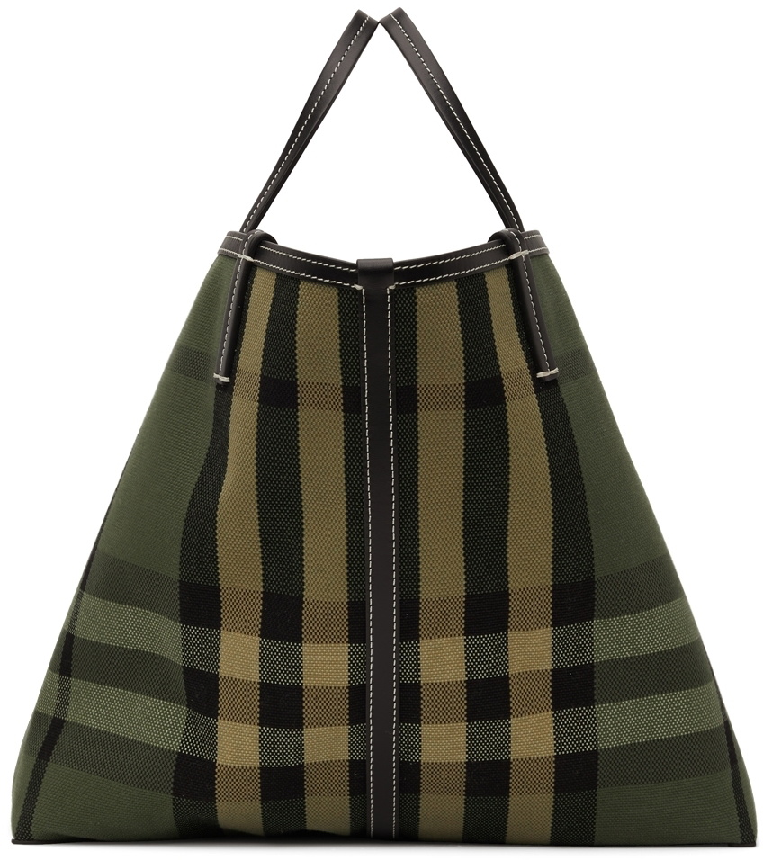 Burberry Green Check Medium Beach Tote Burberry