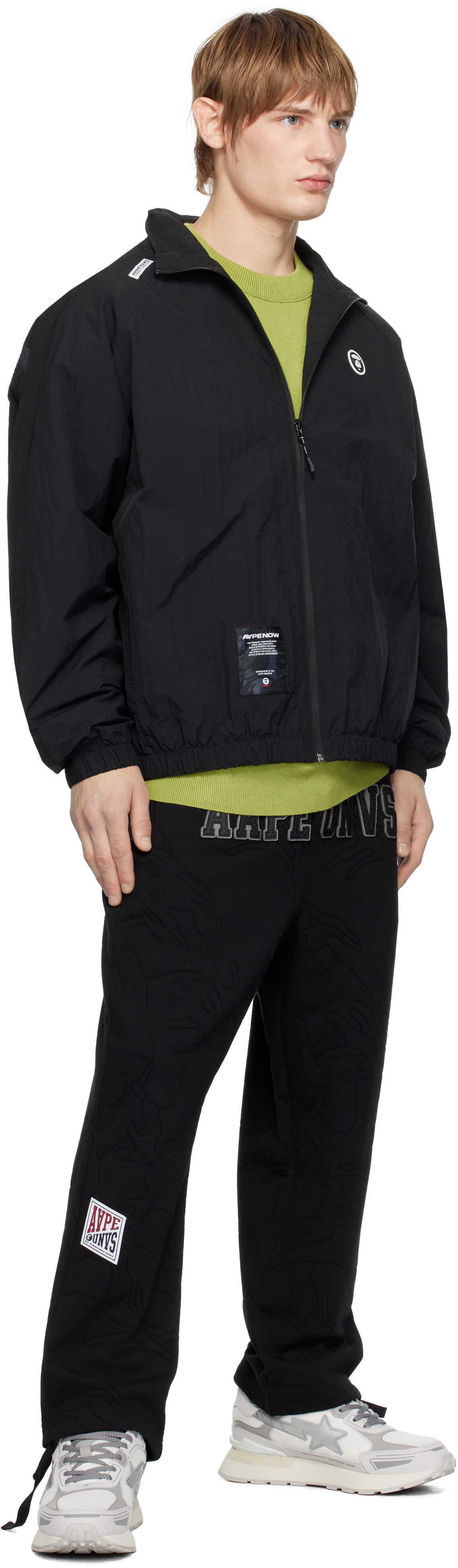 AAPE by A Bathing Ape Black 'AAPE NOW' Moonface Logo Zip-Up Jacket AAPE ...