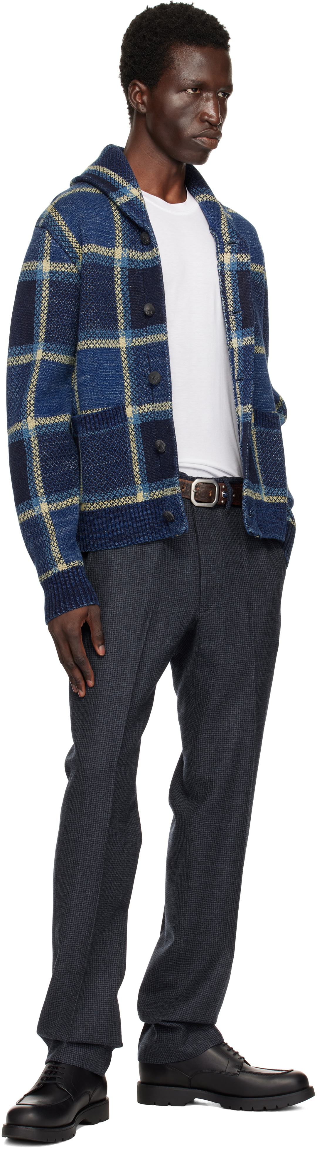 RRL Blue Plaid Cardigan RRL