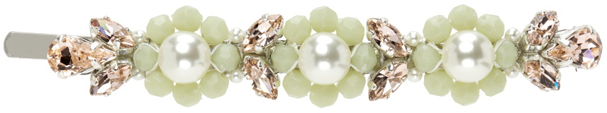 Simone Rocha Green & Pink Medium Pearl Flower Hair Clip Simone Rocha