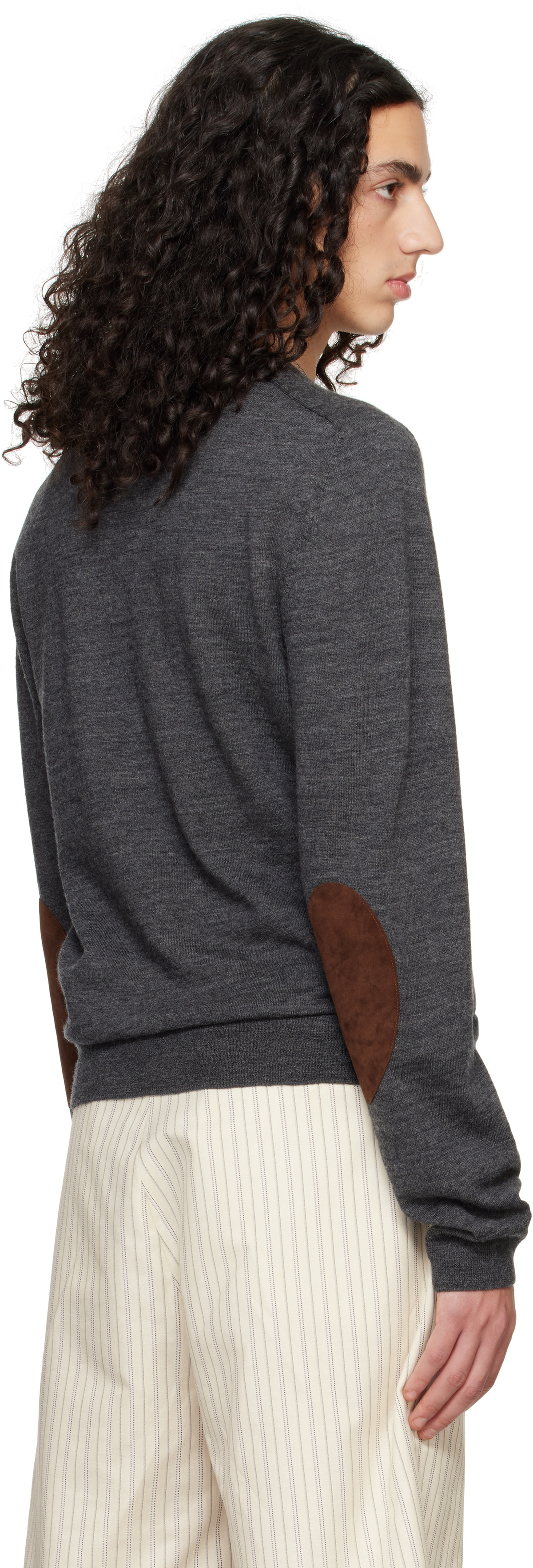 Maison Margiela Gray Elbow Patch Sweater Maison Margiela
