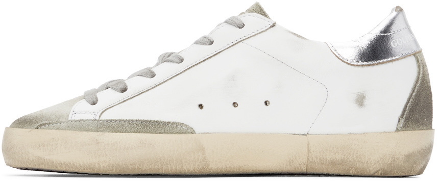Golden Goose White & Grey Super-Star Classic Sneakers Golden Goose ...