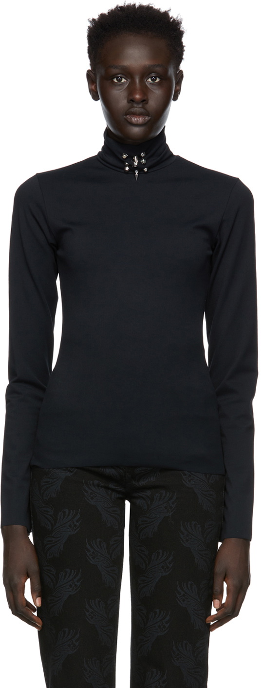 We11done Black Neck Stud Turtleneck We11done
