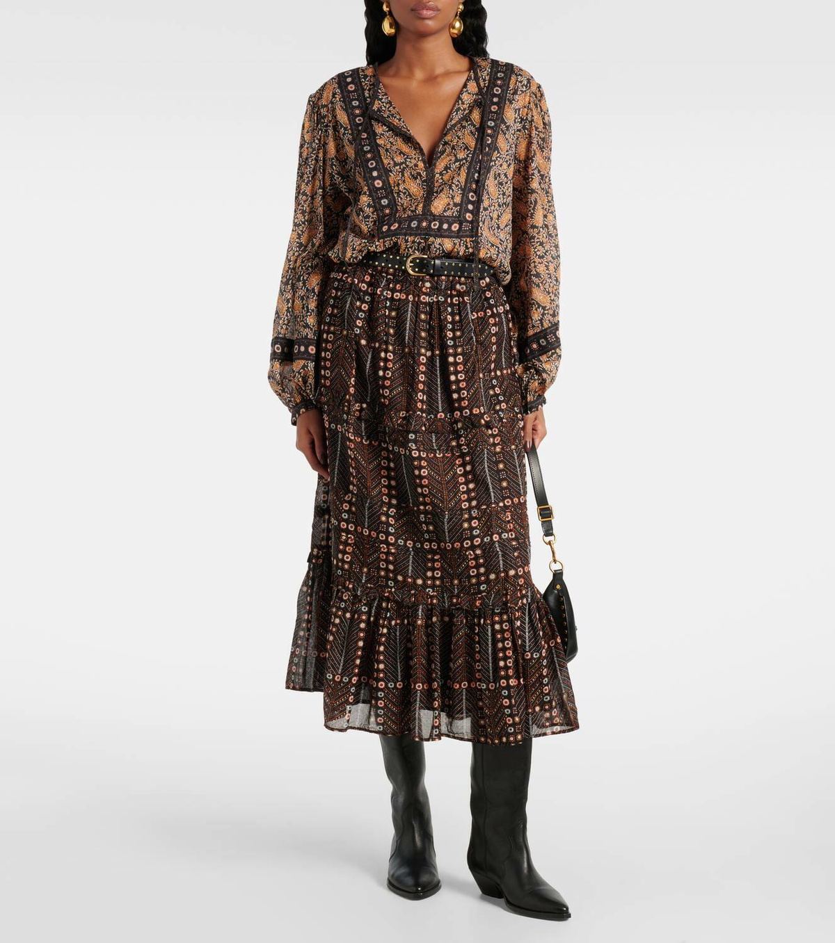 Marant Etoile Diya printed tiered cotton maxi skirt Isabel Marant Etoile