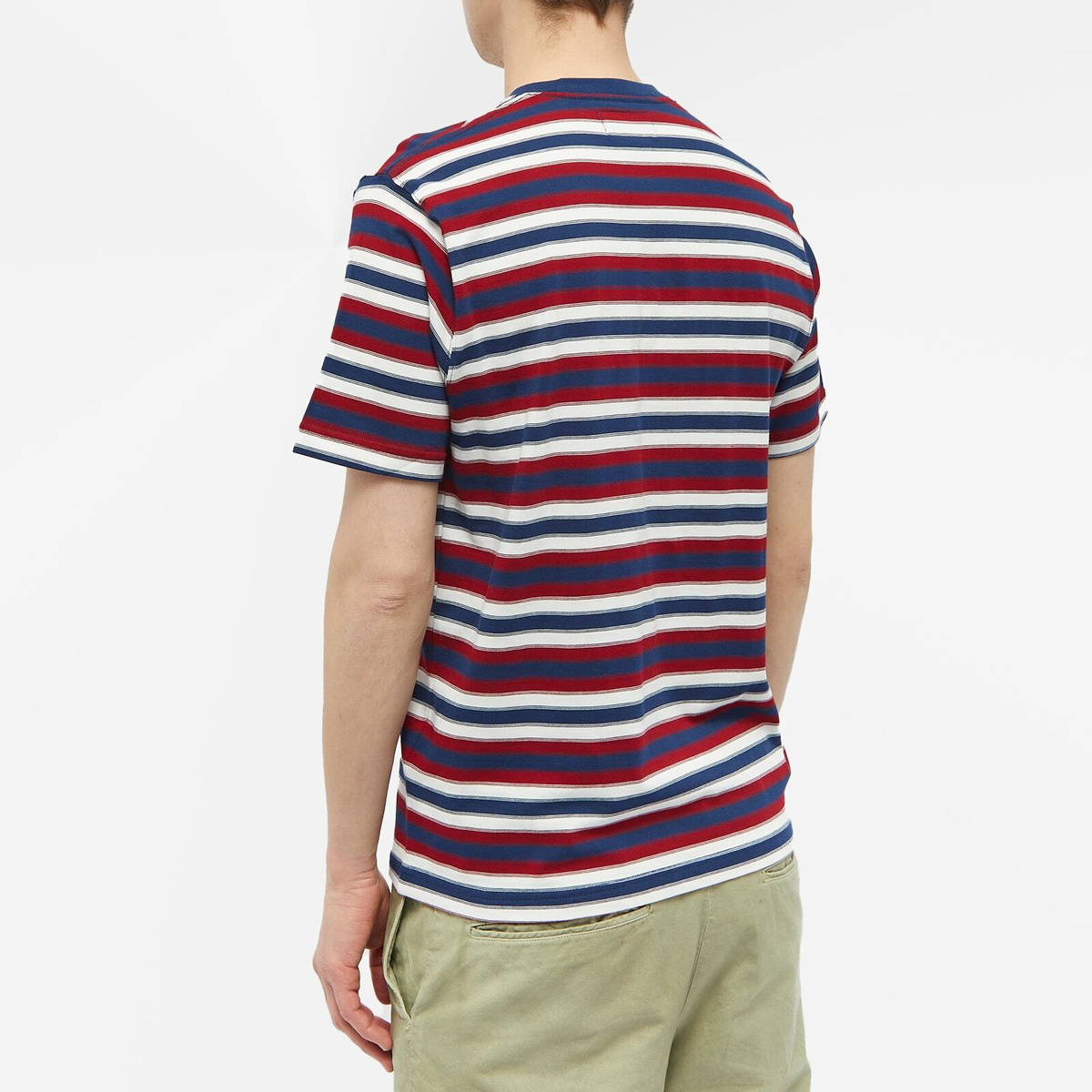 Beams Plus Men's Multi Stripe Pocket T-Shirt in Blue Beams Plus