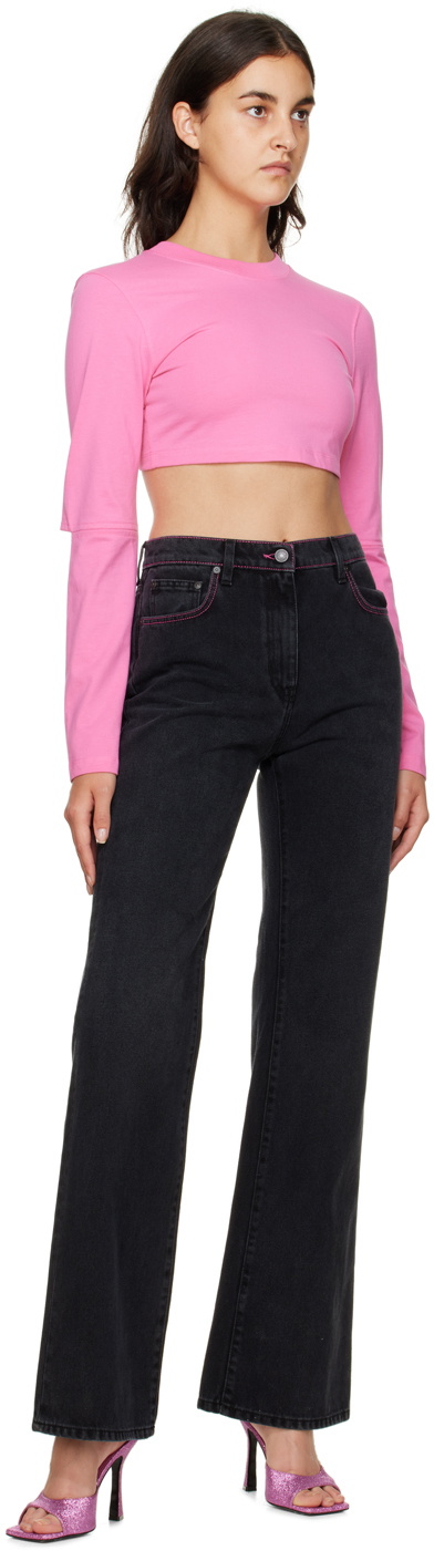 MSGM Black Contrast Stitch Jeans MSGM