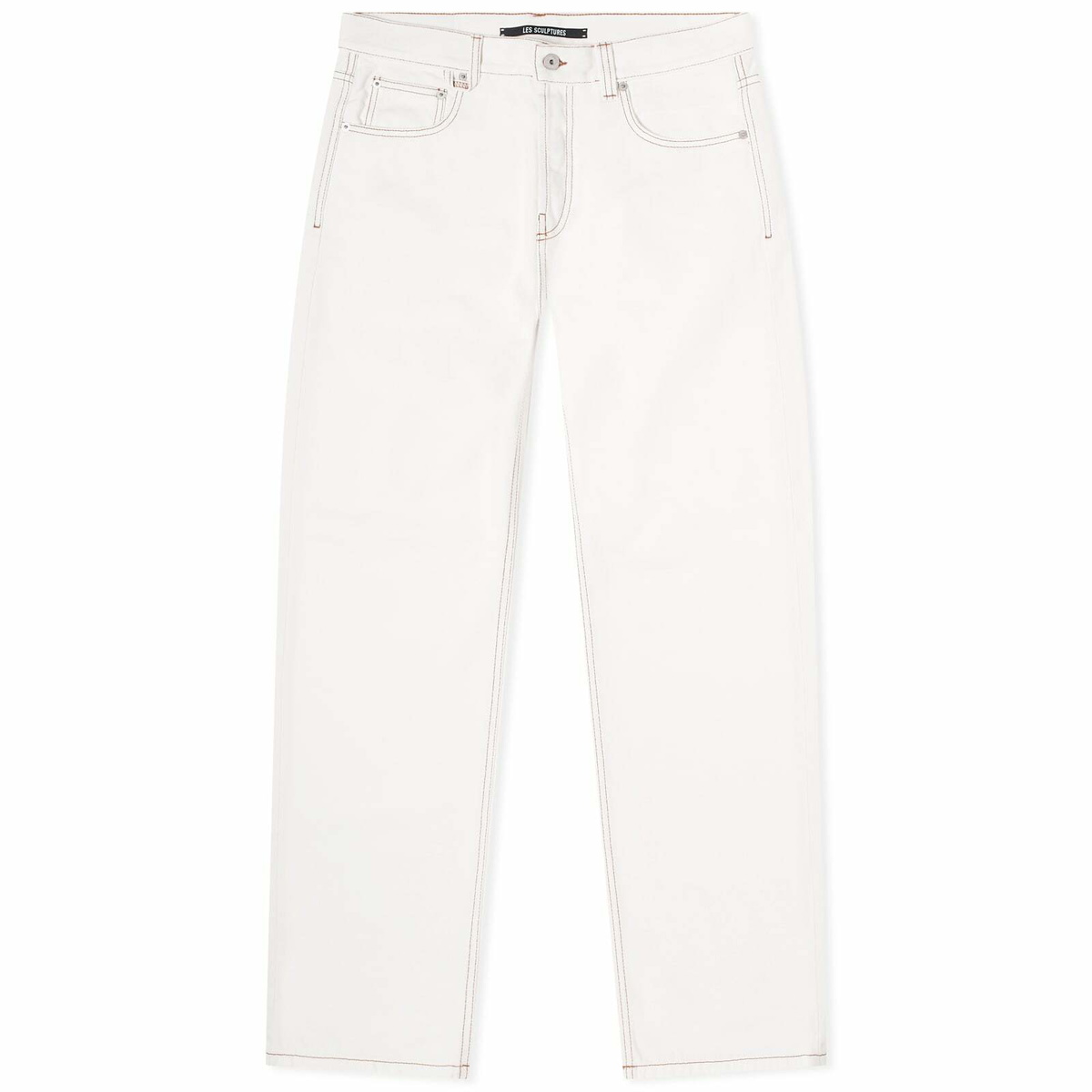 Jacquemus Men's Droit Large Tab Denim Jeans in Off White Jacquemus