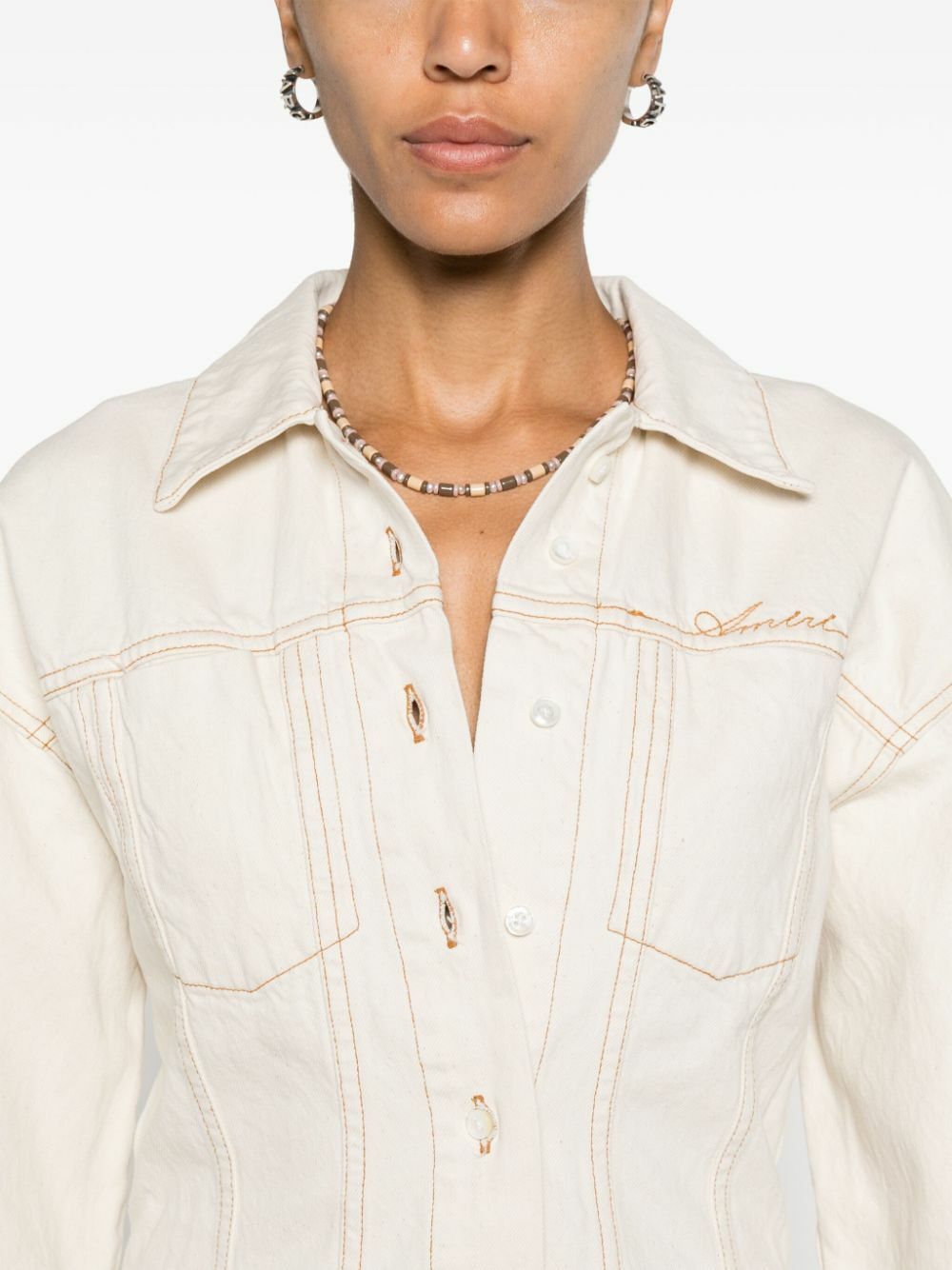 AMIRI Neutral Script Cotton Shirt Dress Amiri