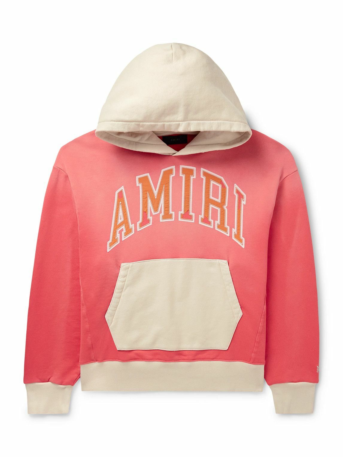 AMIRI - Logo-Appliquéd Colour-Block Cotton-Jersey Hoodie - Red Amiri