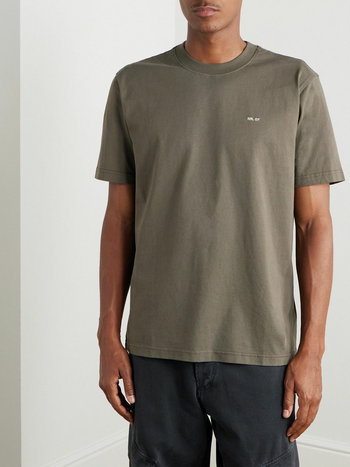 NN07 - Adam 3209 Logo-Embroidered Pima Cotton-Jersey T-Shirt - Green NN07