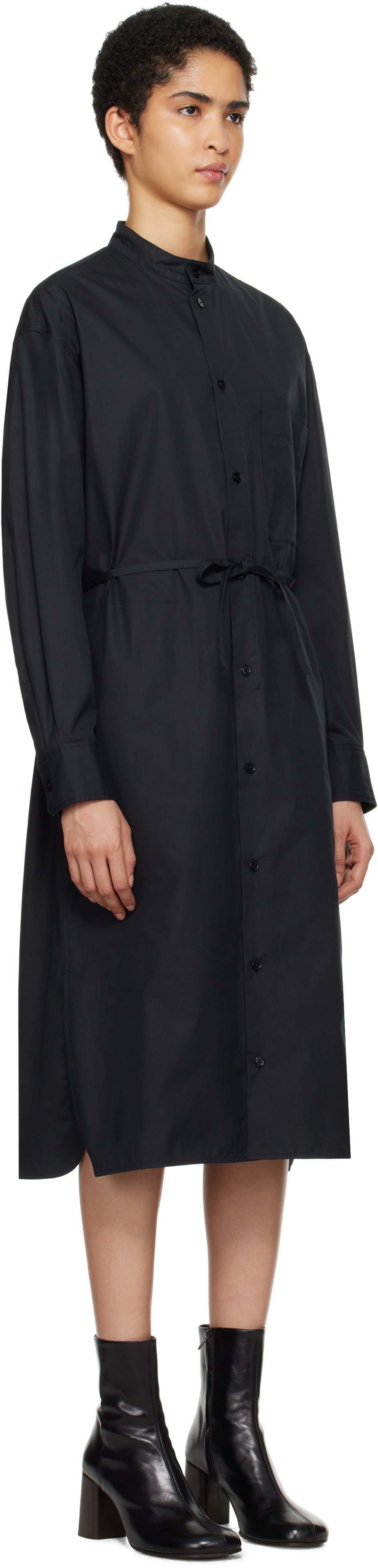 LEMAIRE Black Drawstring Shirt Midi Dress Lemaire