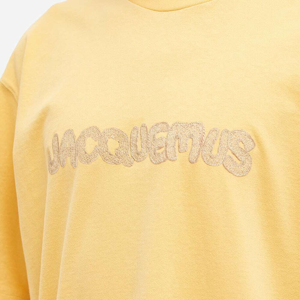Jacquemus Men's Macrame Logo T-Shirt in Yellow Jacquemus
