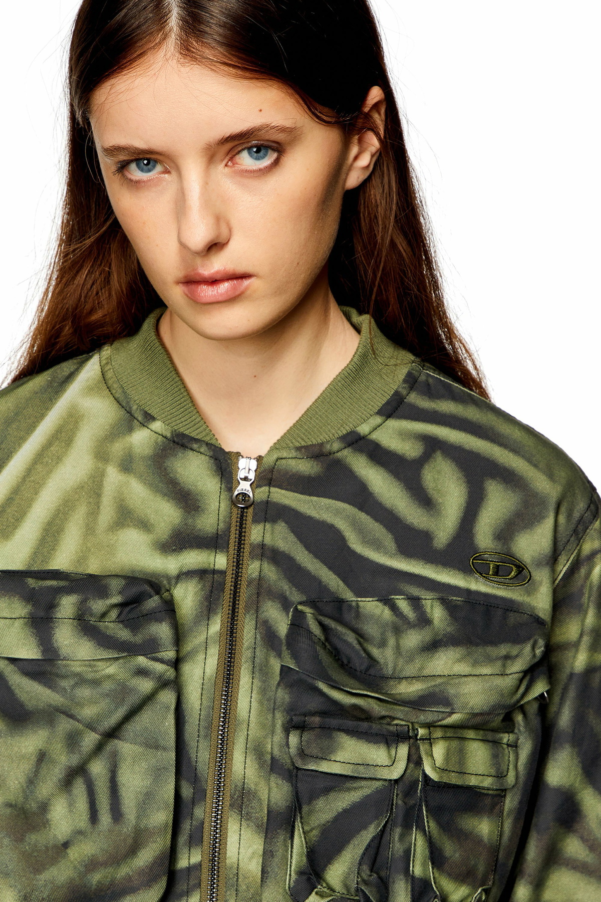 Diesel Cargo bomber in zebra-camo twill - Jackets Womens in Multicolor ...