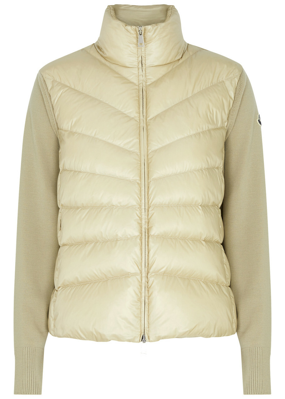 Moncler Quilted Shell and Wool Jacket Beige Moncler