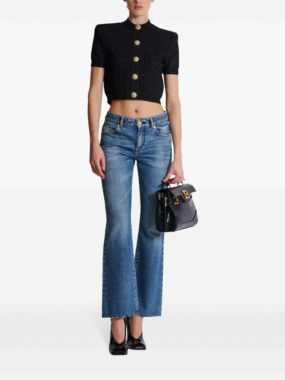 BALMAIN - Monogram Cropped Cardigan Balmain