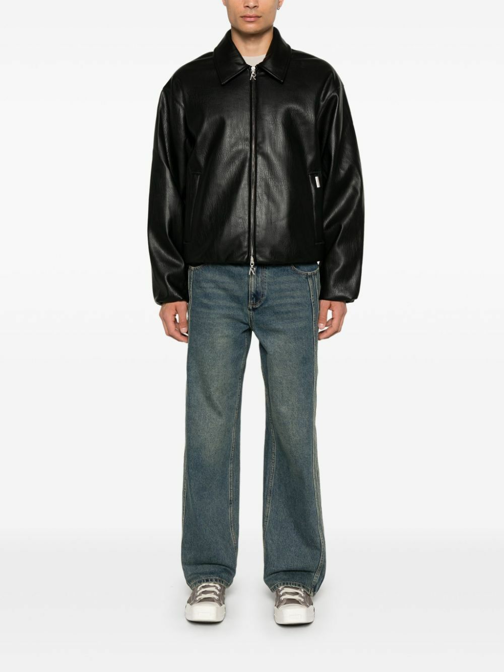 Represent Black Faux-Leather Jacket Represent