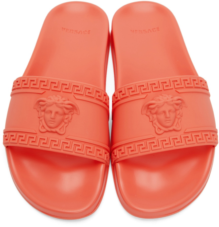 Versace Orange Palazzo Slides Versace