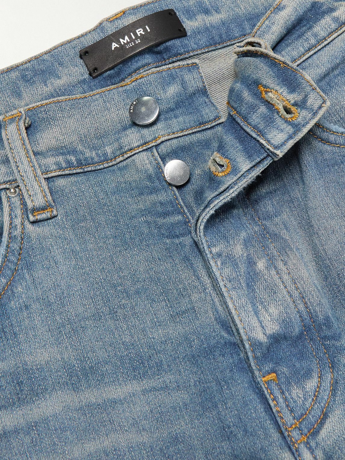 AMIRI - Skinny-Fit Appliquéd Distressed Jeans - Blue Amiri