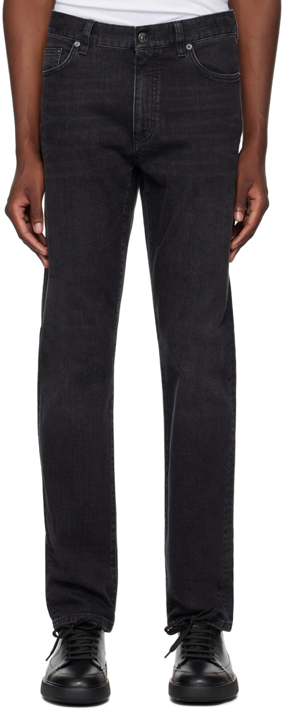 ZEGNA Black Stone-Washed Stretch Cotton Roccia Jeans Zegna