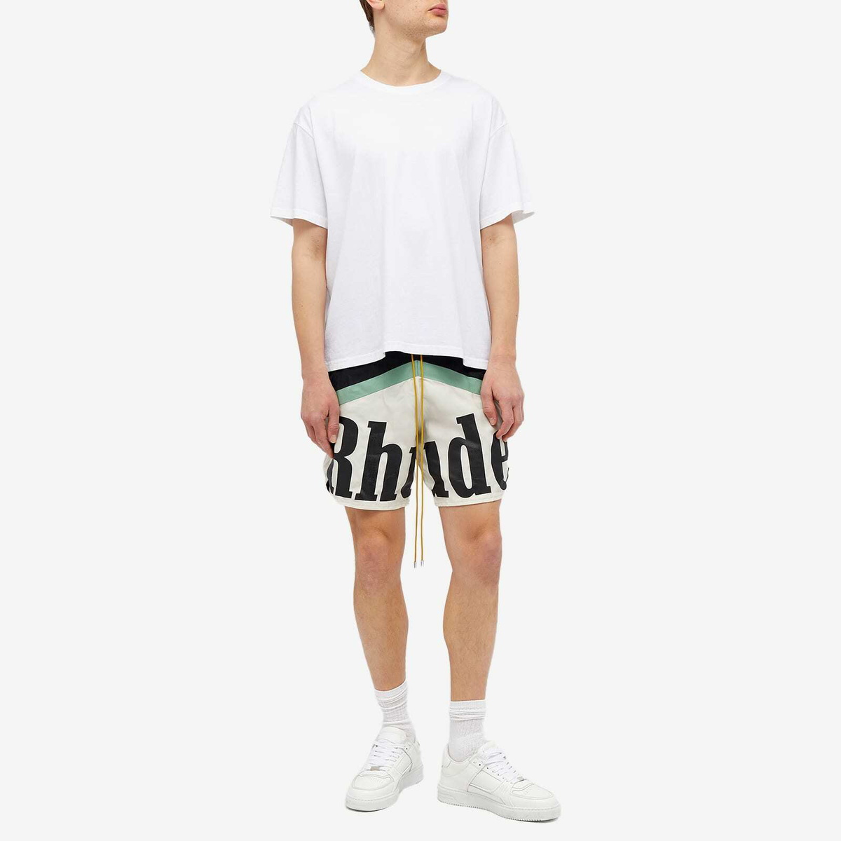 Rhude Men's Awakening Shorts in Black/Green/Creme Rhude