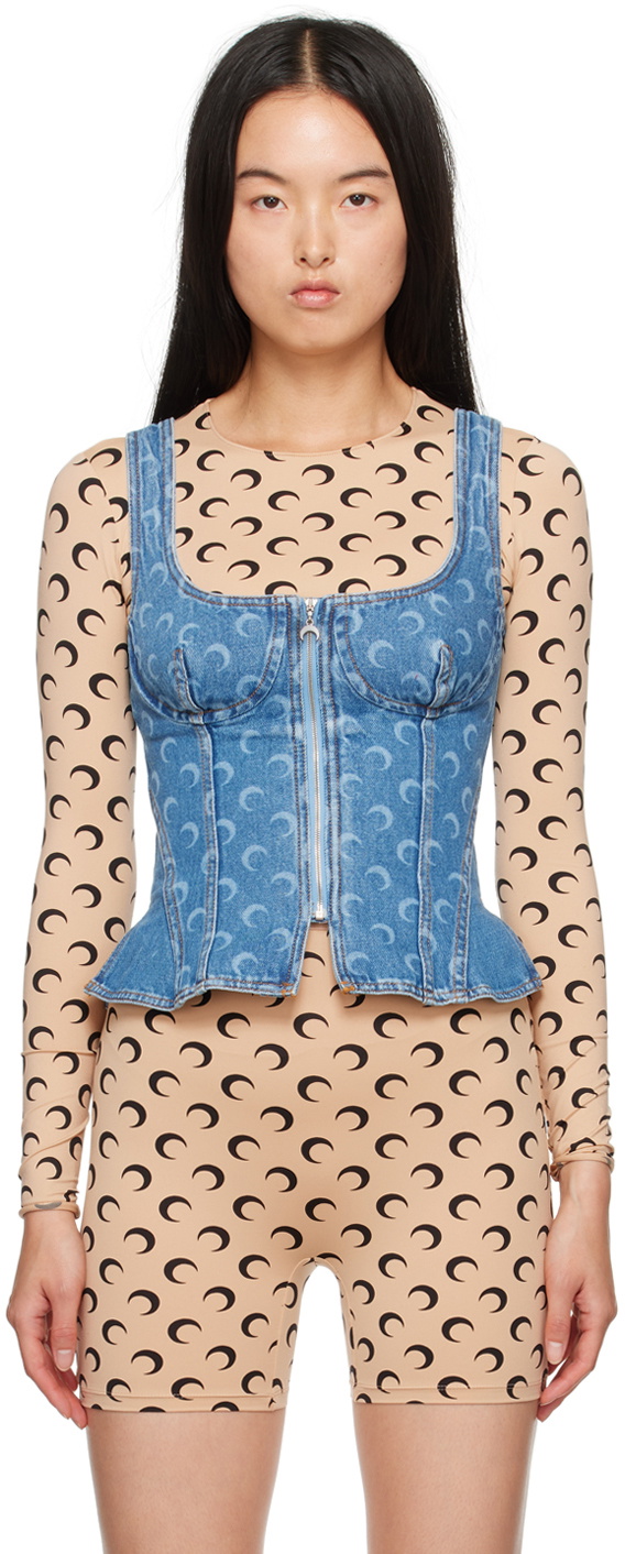 Marine Serre Blue Moon Laser Denim Top Marine Serre