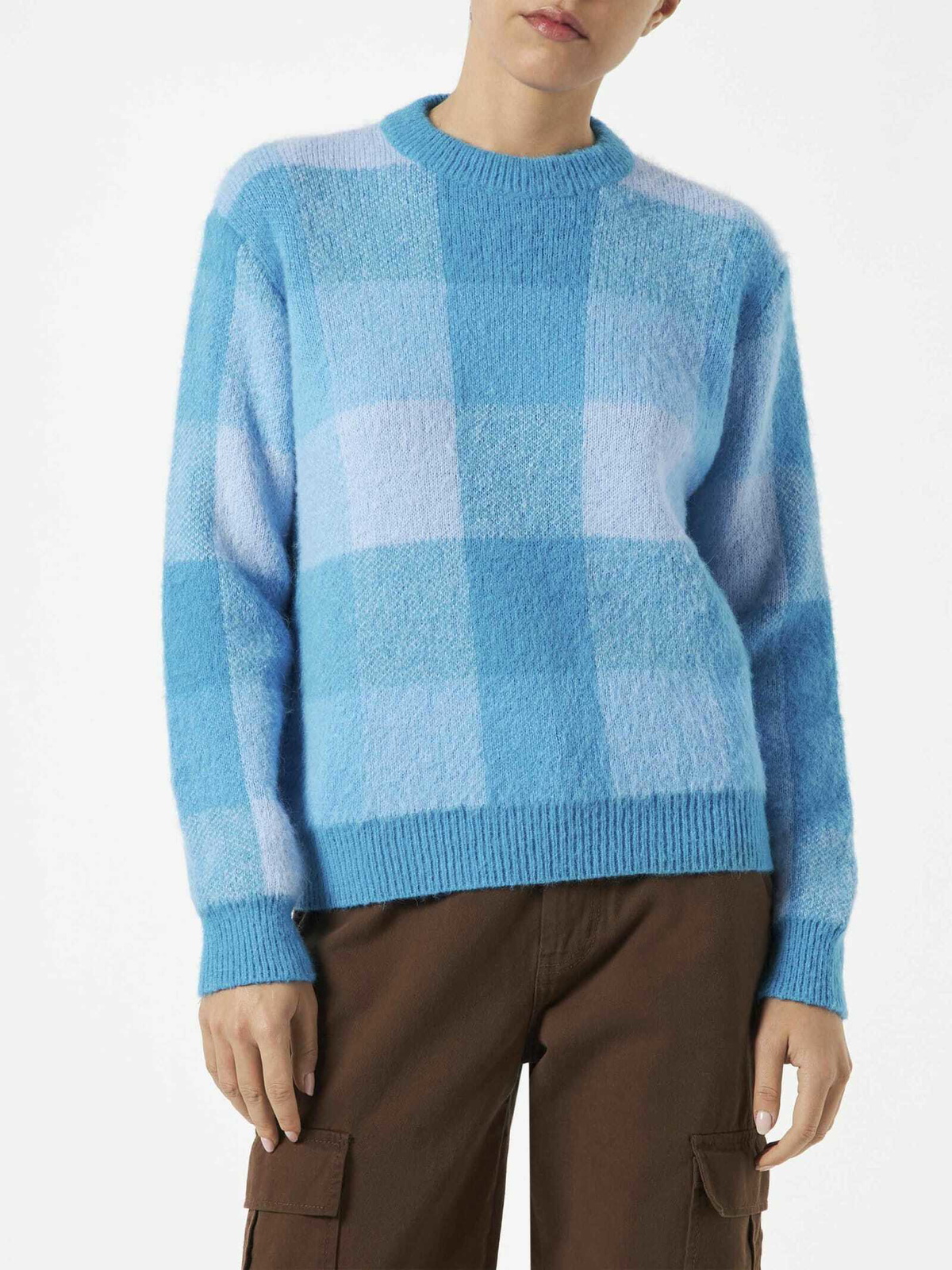 MC2 Saint Barth Woman Brushed Sweater With Check Pattern MC2 Saint Barth