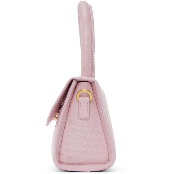BY FAR Pink Croc Mini Top Handle Bag By Far