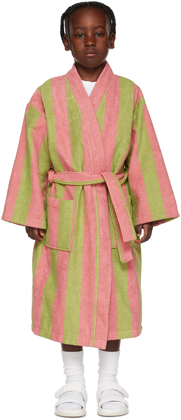 OAS Kids Green & Pink Striped Bathrobe OAS