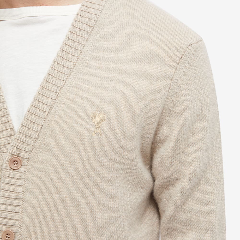 AMI Men's Tonal Small A Heart Cardigan in Beige AMI