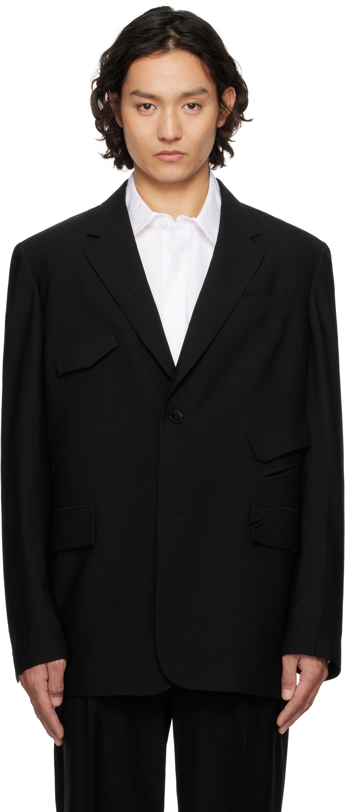 Feng Chen Wang Black Multi Slash Blazer Feng Chen Wang