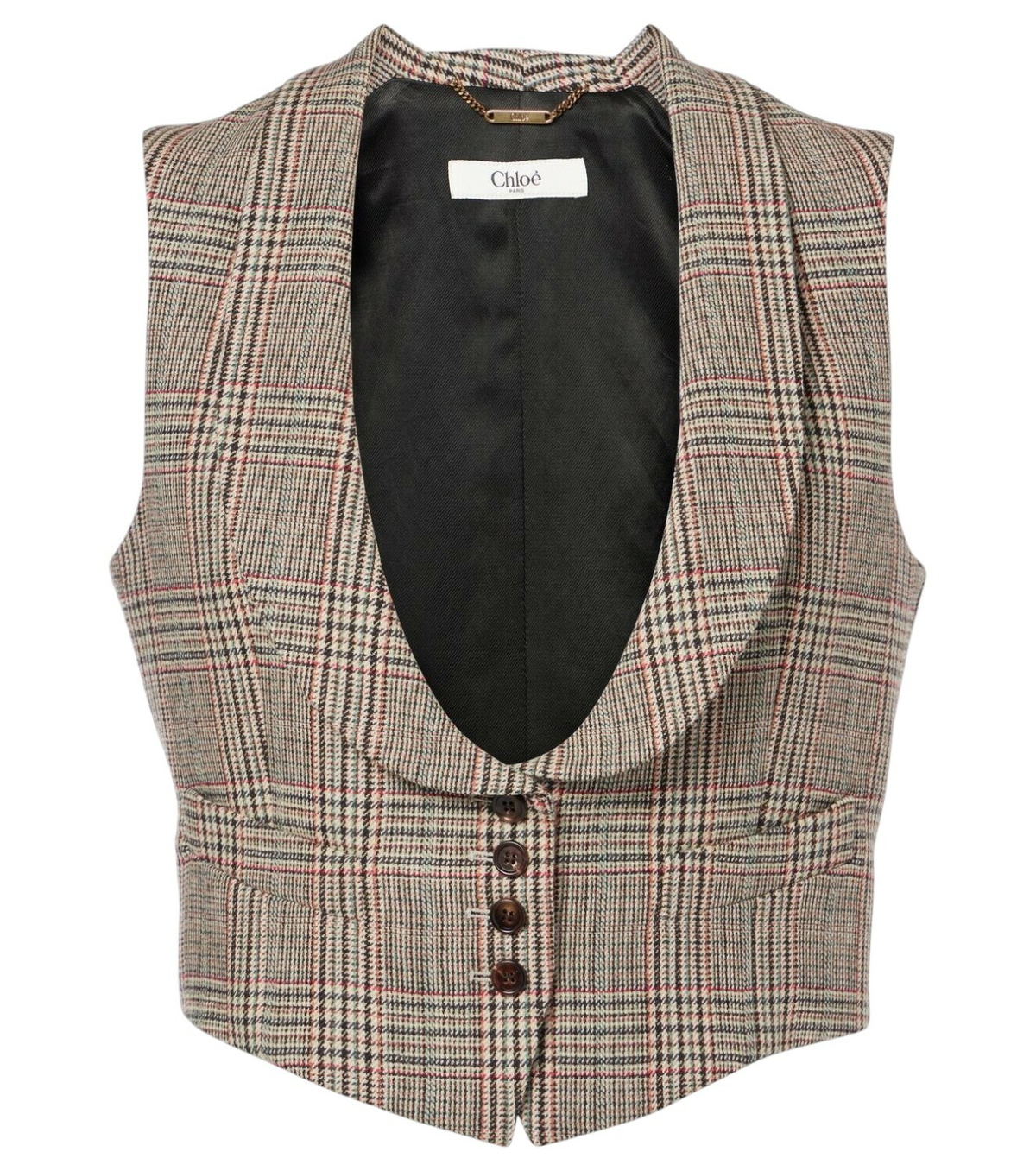 Chloé Prince of Wales wool-blend waistcoat Chloe