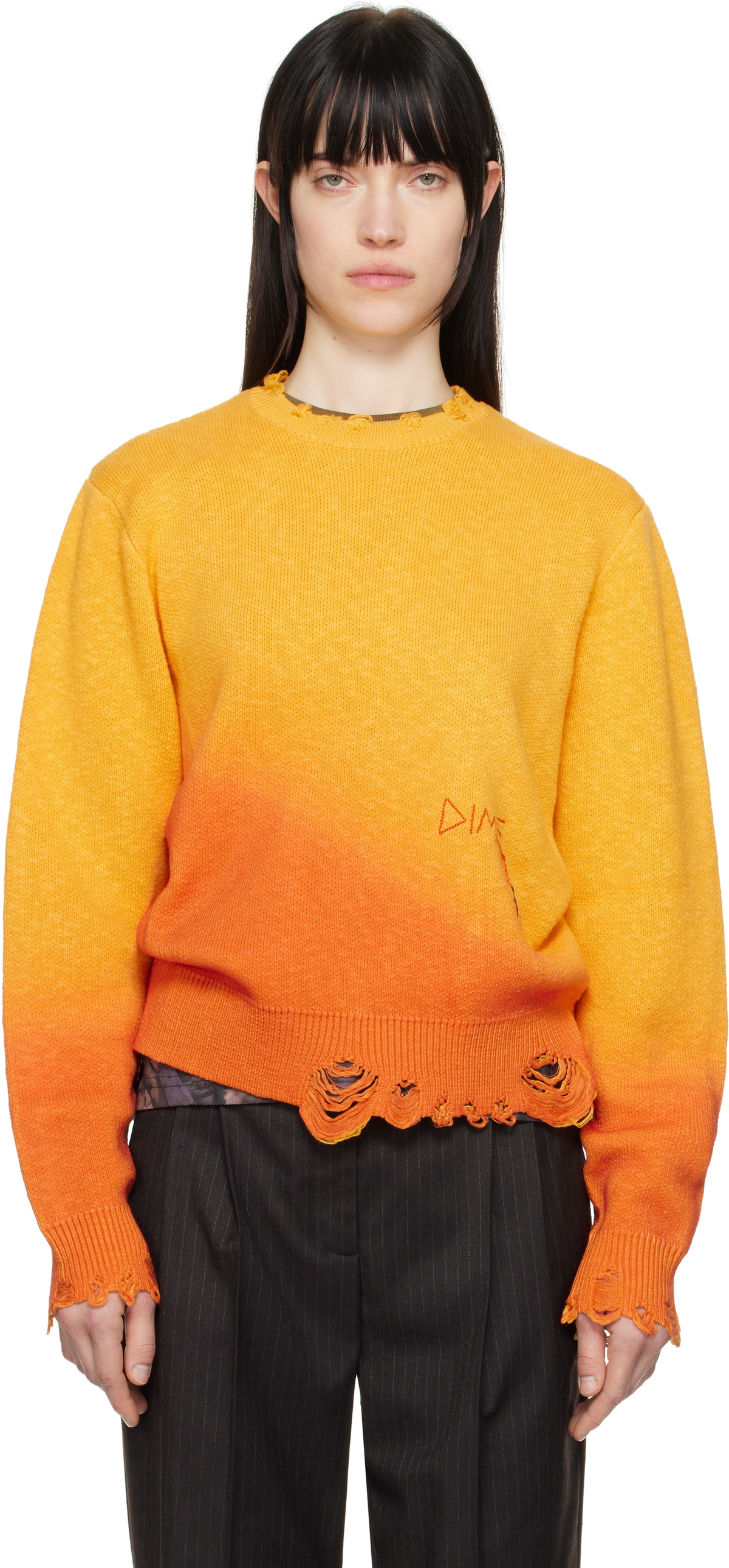 Dime Yellow & Orange Cat Knit Sweater Dime