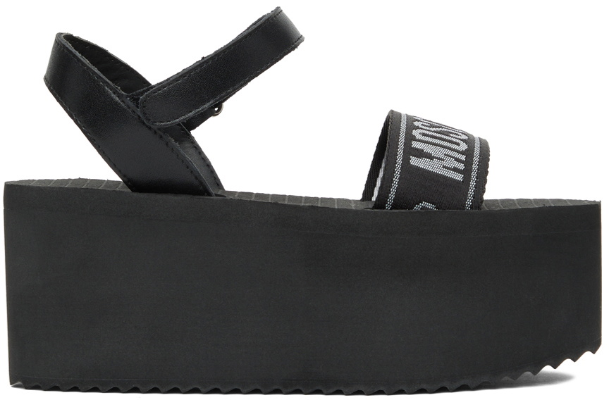 Moschino Black Logo Platform Sandals Moschino