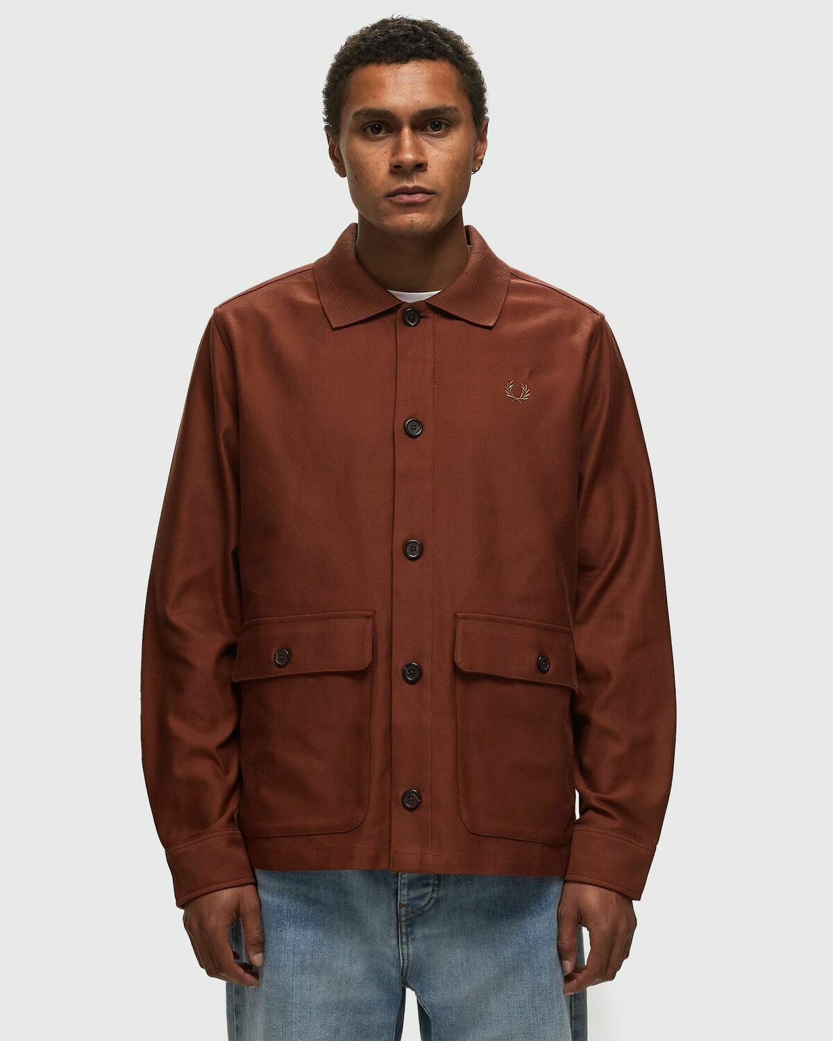 Fred Perry Utility Pocket Overshirt Brown Overshirts Fred Perry