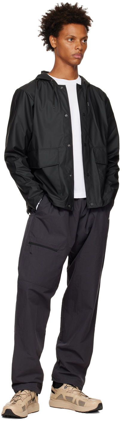 RAINS Black Short Hooded Jacket Rains