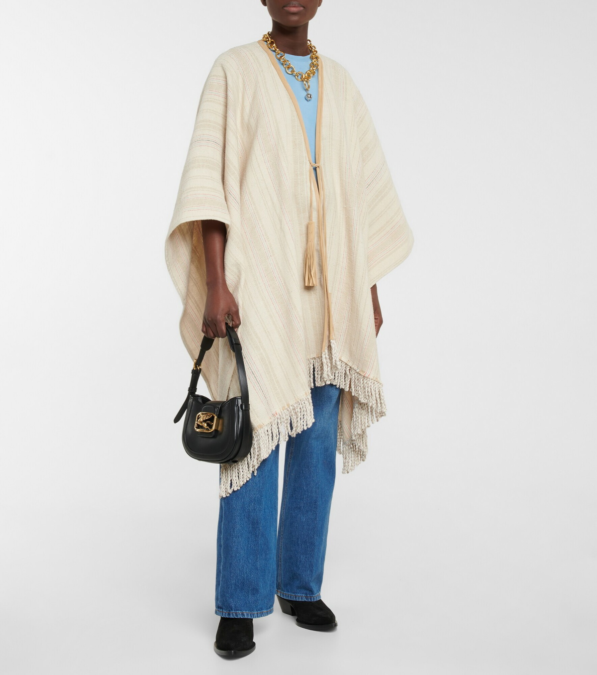 Etro - Striped linen and silk cape Etro