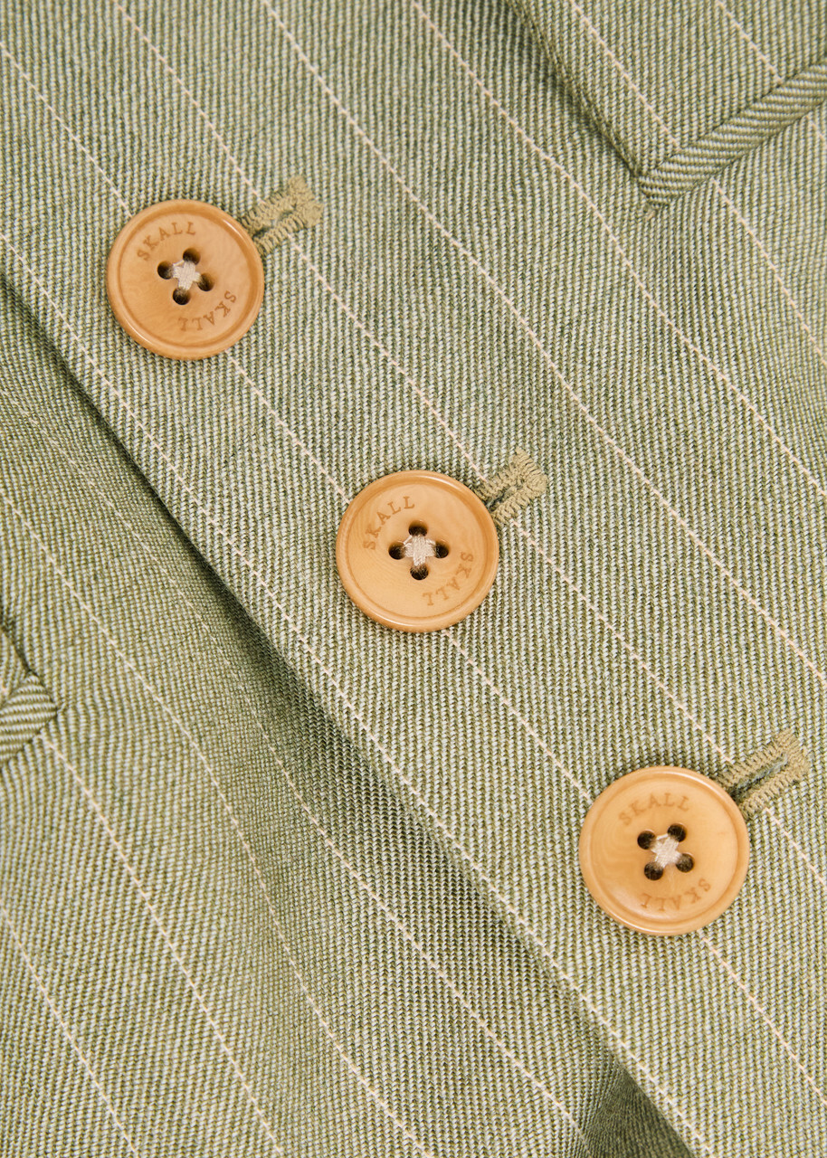 Skall Studio Blonde Pinstripe Wool Jacket Grey Skall Studio