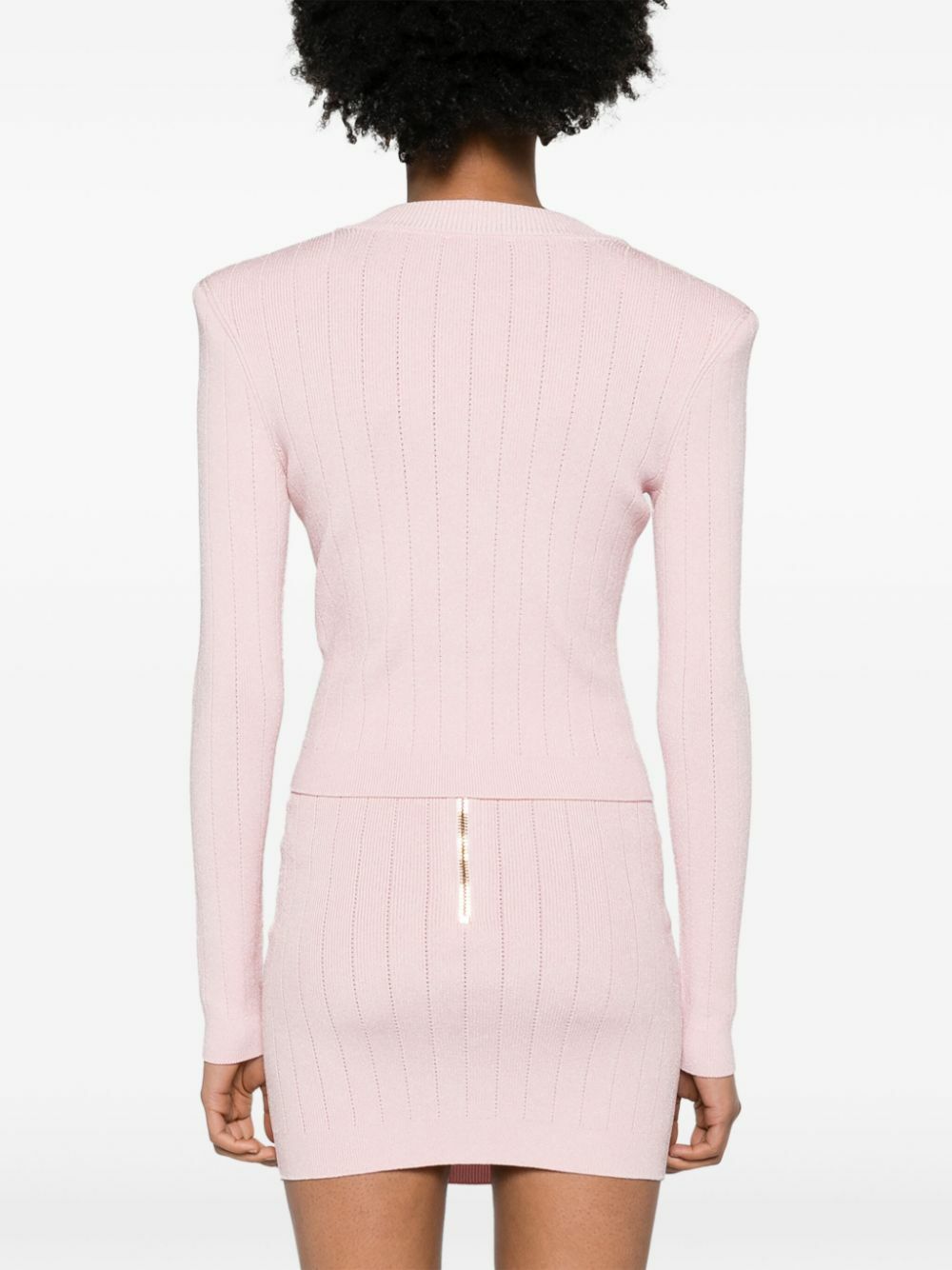 Balmain Pink Buttoned-Up Knitted Cardigan Balmain